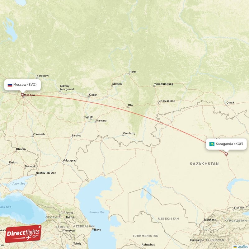 Direct flights from Karaganda to Moscow, KGF to SVO non-stop ...