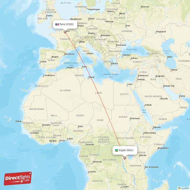 Direct flights from Kigali to Paris, KGL to CDG non-stop - Directflights.com