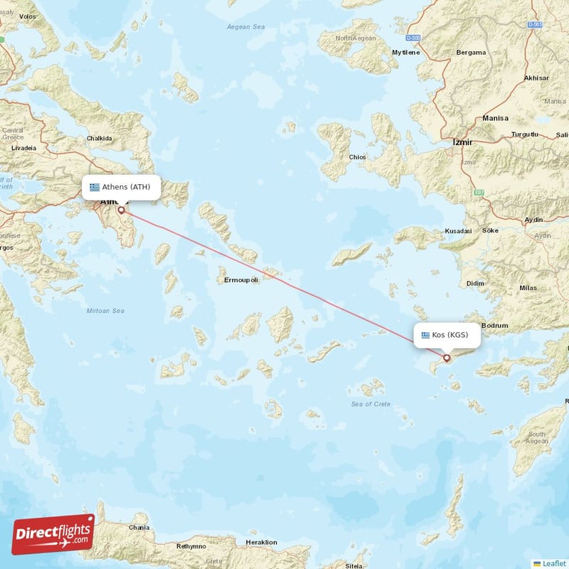 Direct flights from Kos to Athens, KGS to ATH non-stop - Directflights.com