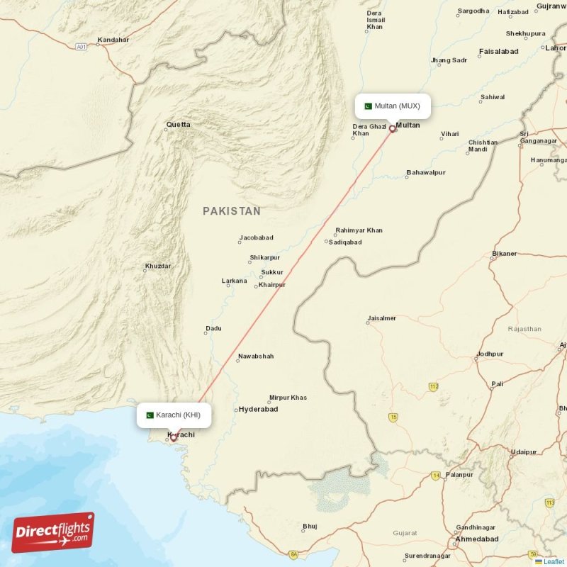 Direct flights from Karachi to Multan, KHI to MUX non-stop - Directflights.com