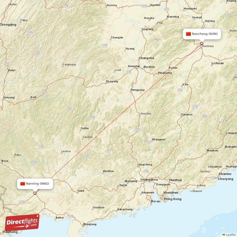 Direct flights from Nanchang to Nanning, KHN to NNG non-stop ...