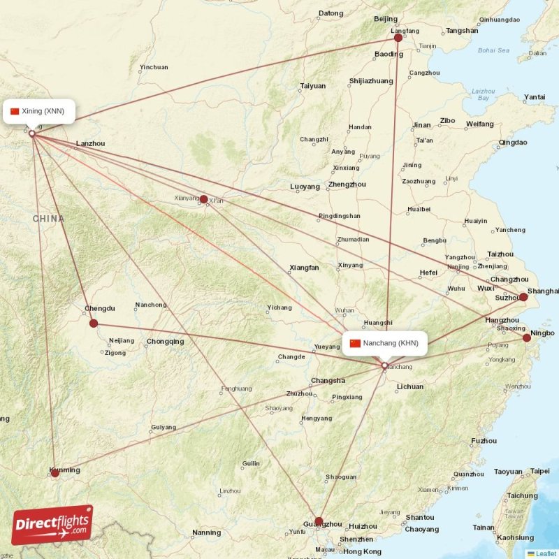 Direct flights from Nanchang to Xining, KHN to XNN non-stop ...