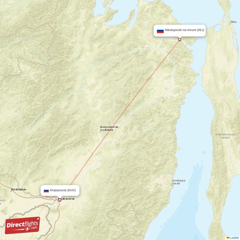Direct flights from Khabarovsk to Nikolayevsk-na-Amure (KHV-NLI ...