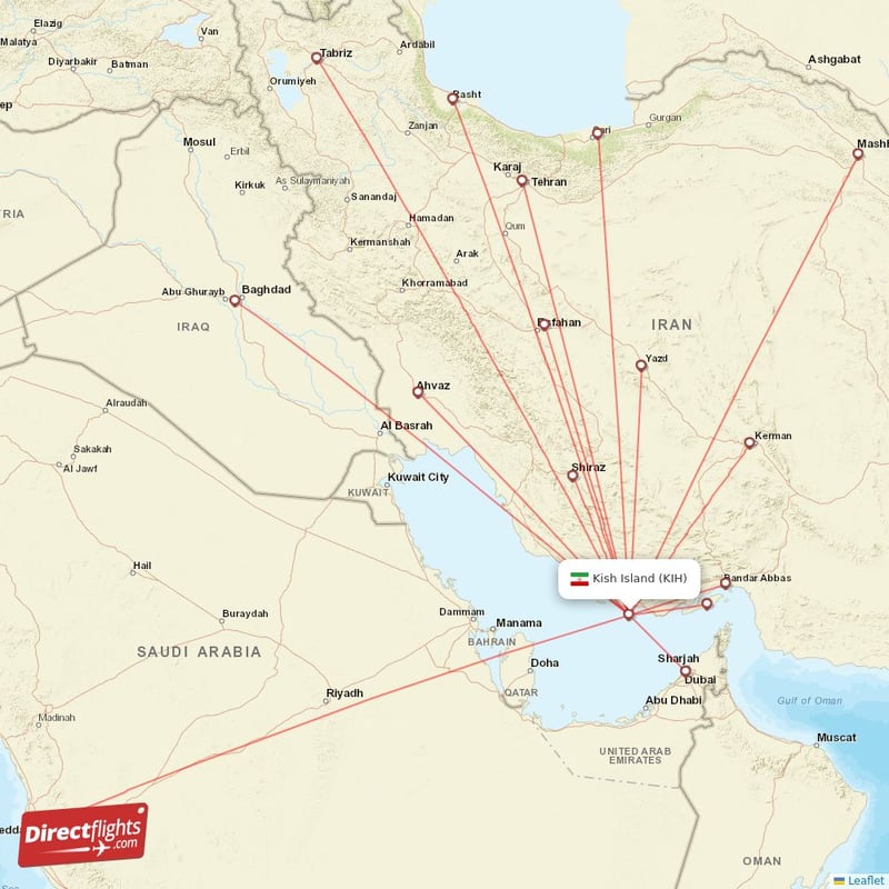 Direct flights from Kish Island - 12 destinations - KIH, Iran ...