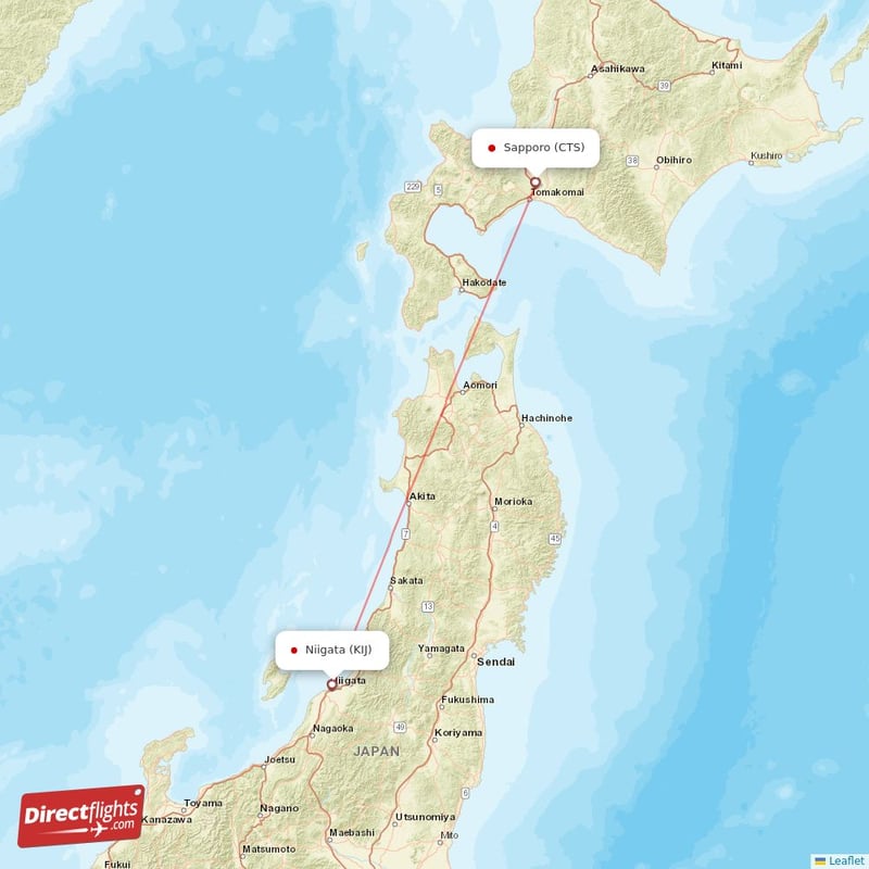 Direct flights from Niigata to Sapporo, KIJ to CTS non-stop - Directflights.com