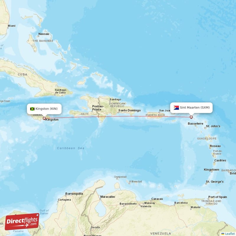 Direct flights from Kingston to Sint Maarten, KIN to SXM non-stop - Directflights.com