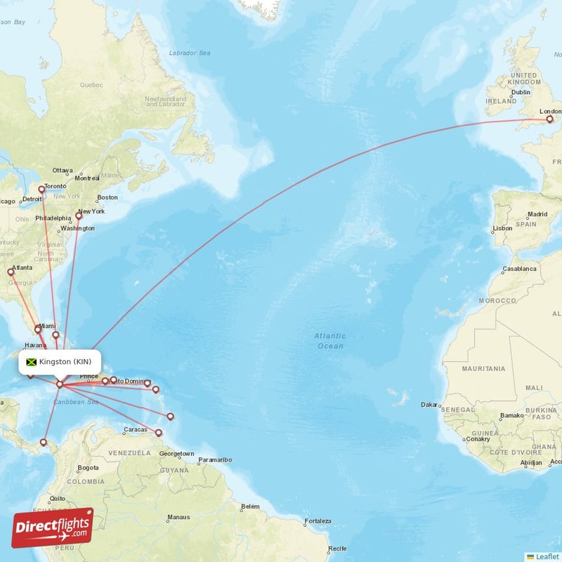 Direct flights from Kingston - 18 destinations - KIN, Jamaica - Directflights.com