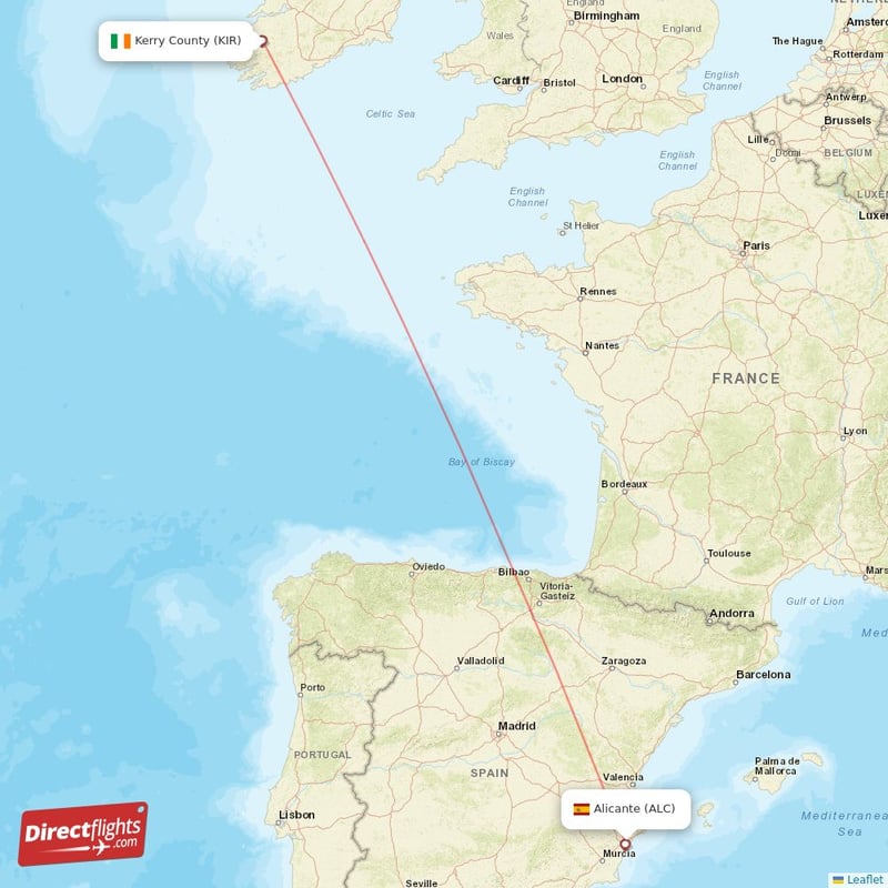 Direct flights from Kerry County to Alicante, KIR to ALC non-stop - Directflights.com