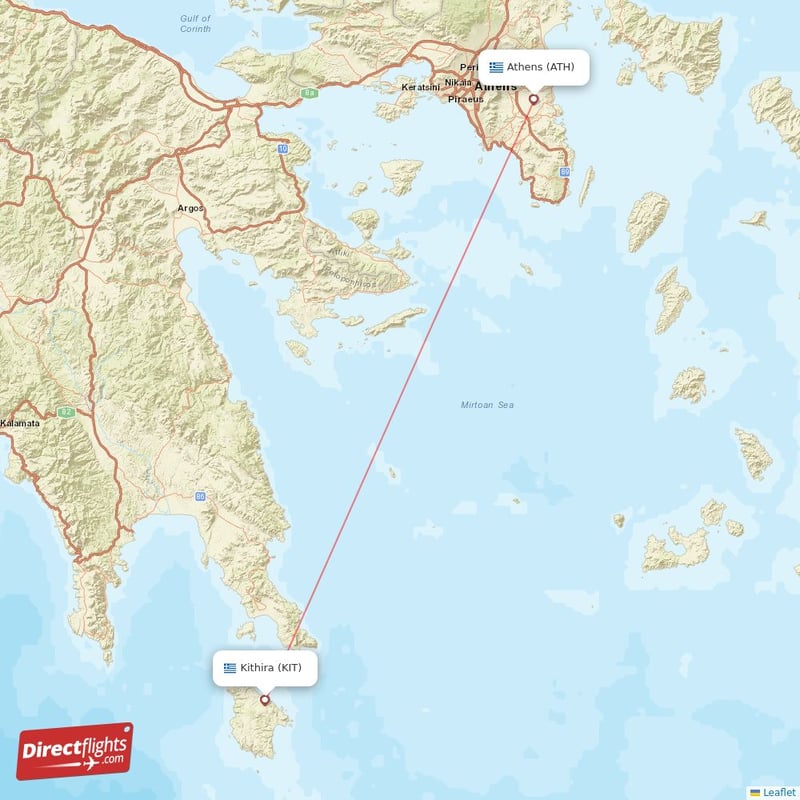 Direct flights from Kithira to Athens, KIT to ATH non-stop - Directflights.com