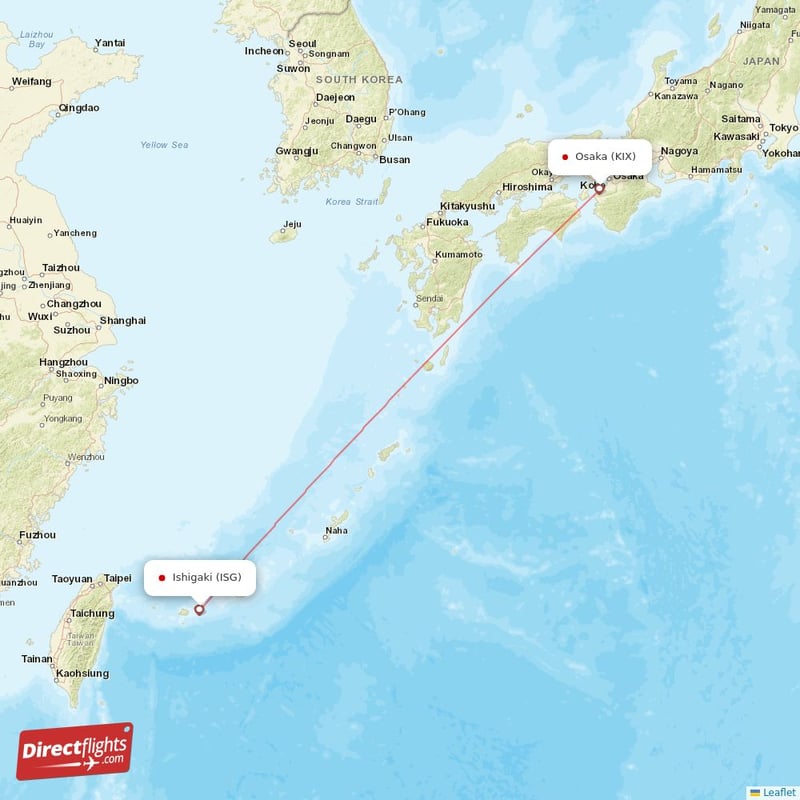 Direct flights from Osaka to Ishigaki, KIX to ISG non-stop ...