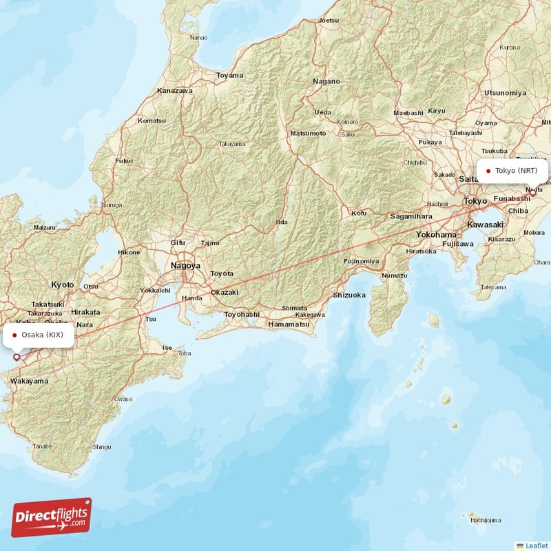 Direct flights from Osaka to Tokyo, KIX to NRT non-stop - Directflights.com