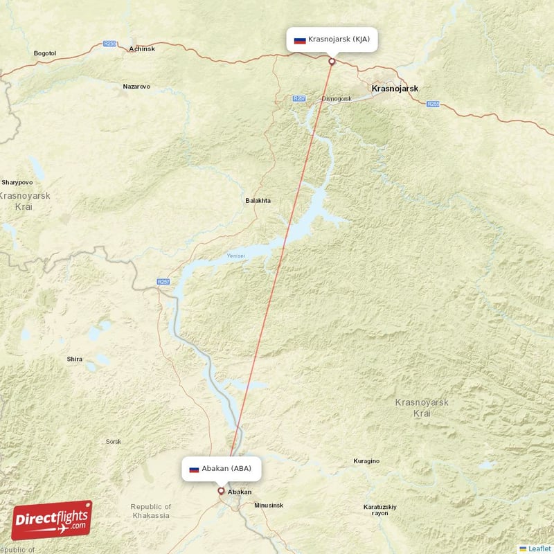 Direct flights from Krasnojarsk to Abakan (KJA-ABA) - Directflights.com