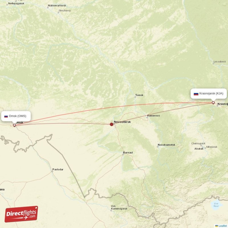 Direct flights from Krasnojarsk to Omsk (KJA-OMS) - Directflights.com