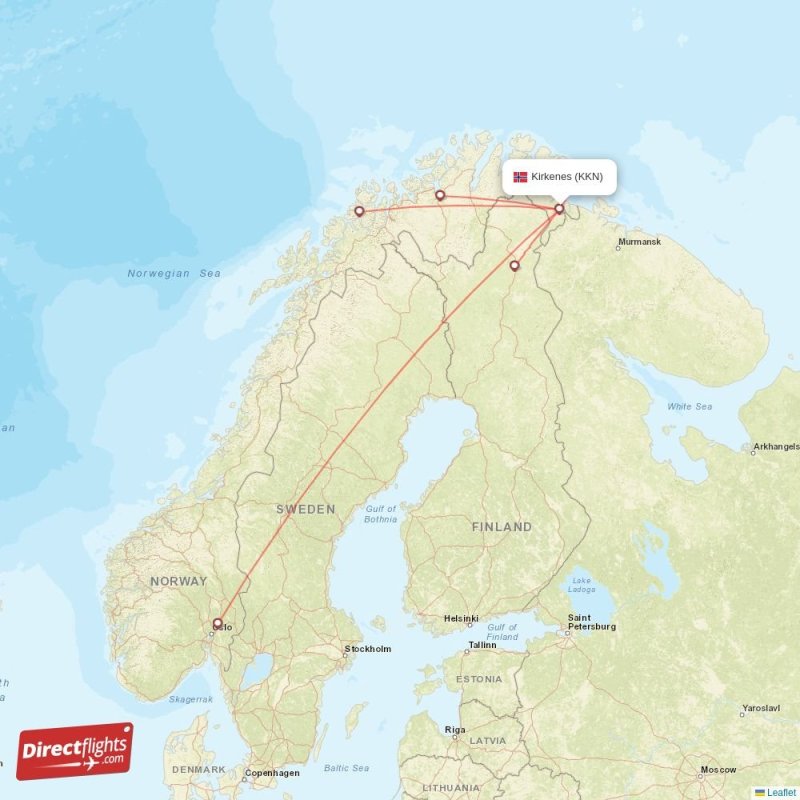Direct flights from Kirkenes - 6 destinations - KKN, Norway ...