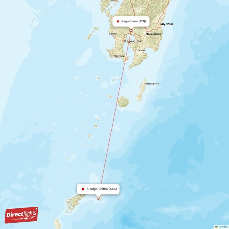 Direct flights from Kikaiga Shima to Kagoshima, KKX to KOJ non-stop ...