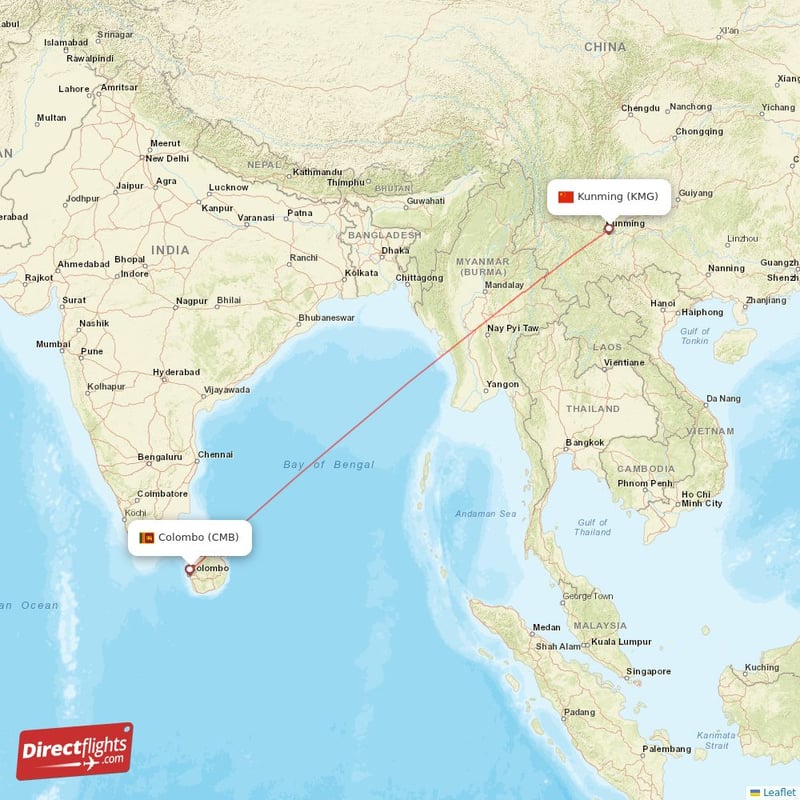 Direct flights from Kunming to Colombo, KMG to CMB non-stop ...