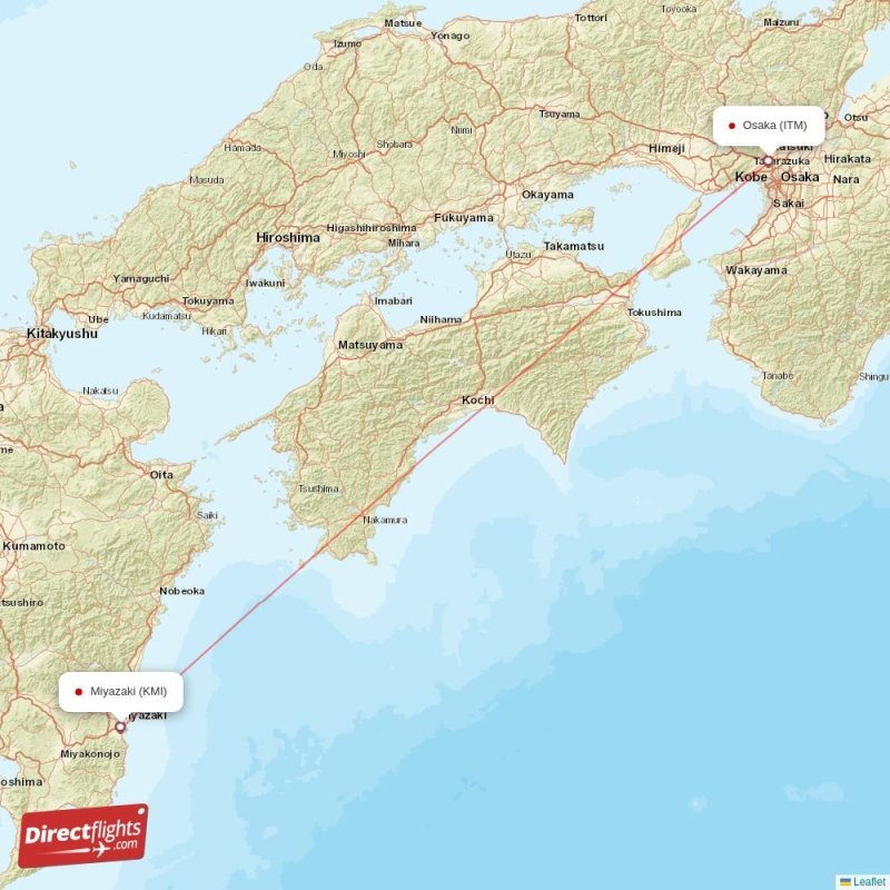 Direct flights from Miyazaki to Osaka, KMI to ITM non-stop ...