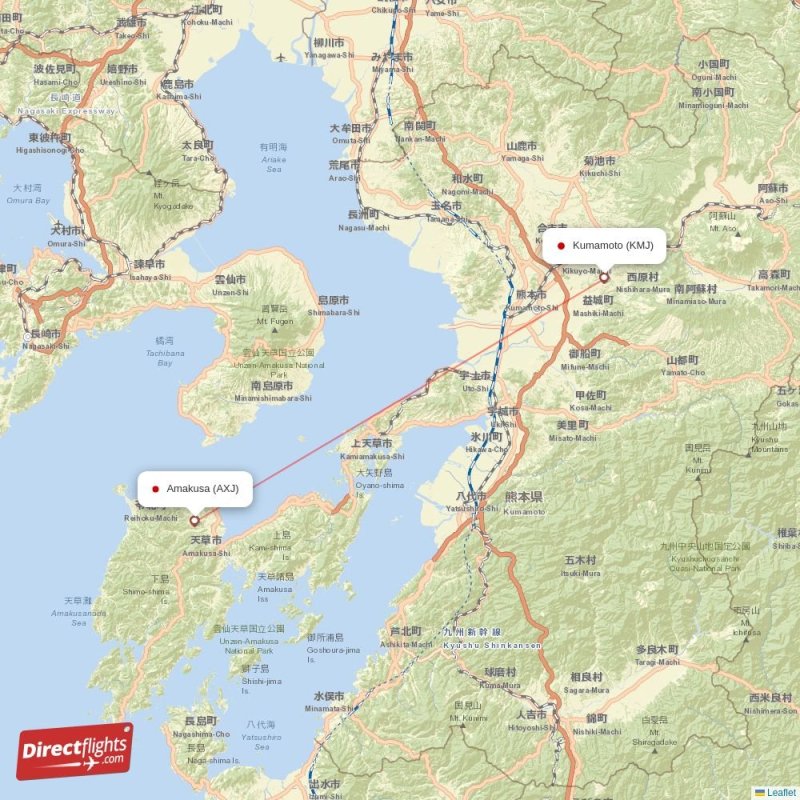 Direct flights from Kumamoto to Amakusa, KMJ to AXJ non-stop ...