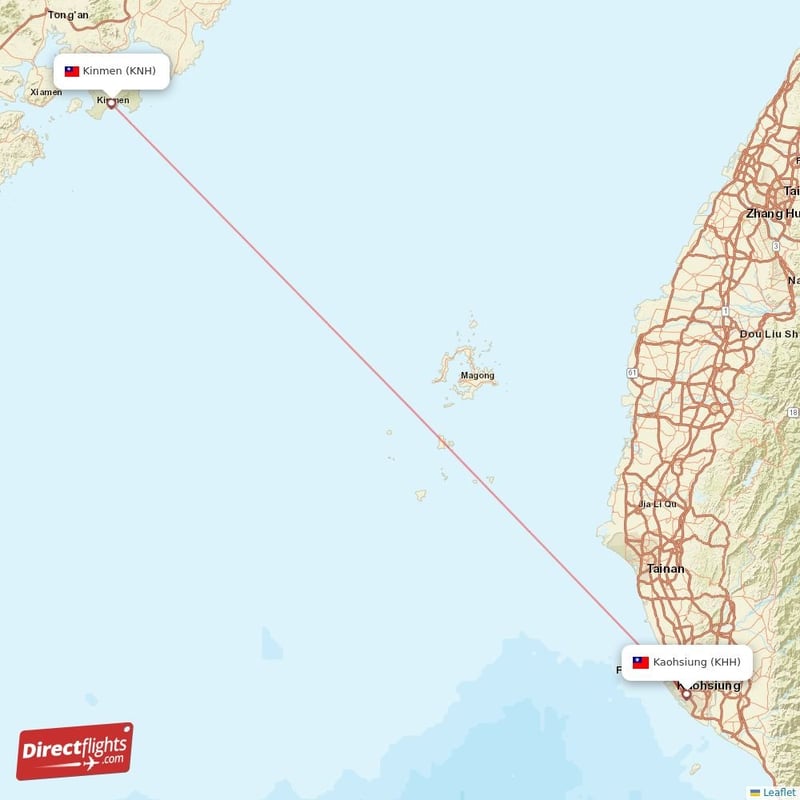 Direct flights from Kinmen to Kaohsiung, KNH to KHH non-stop ...