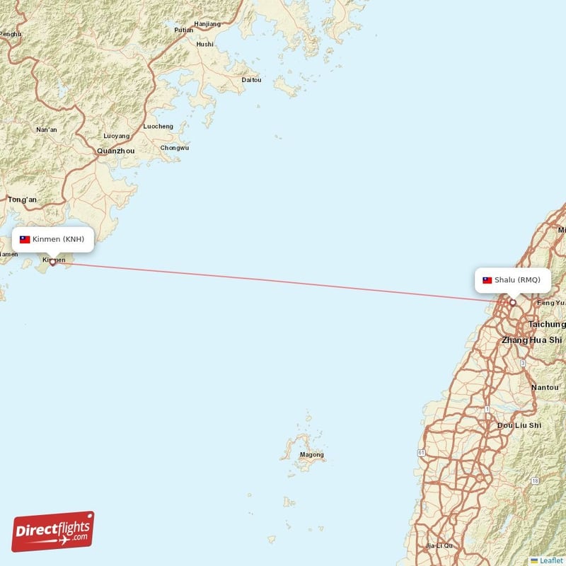 Direct flights from Kinmen to Shalu, KNH to RMQ non-stop ...