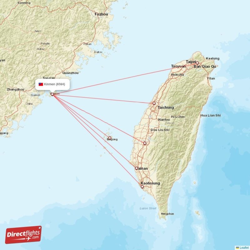 Direct flights from Kinmen - 6 destinations - KNH, Taiwan ...