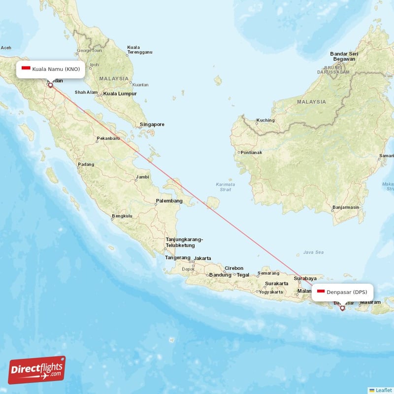 Direct flights from Kuala Namu to Denpasar, KNO to DPS non-stop - Directflights.com