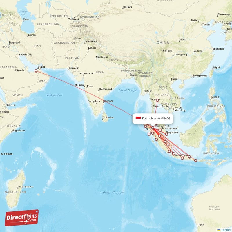 Direct flights from Kuala Namu - 21 destinations - KNO, Indonesia - Directflights.com