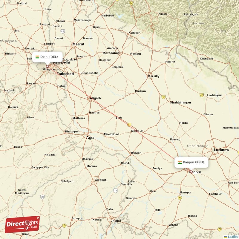 Direct flights from Kanpur to Delhi, KNU to DEL non-stop ...