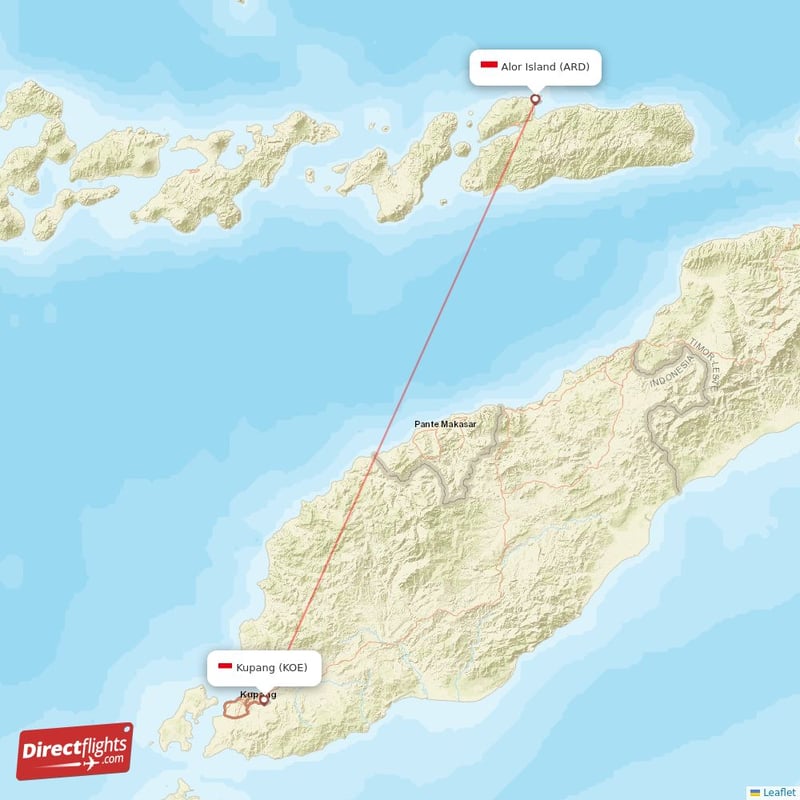 Direct flights from Kupang to Alor Island, KOE to ARD non-stop ...