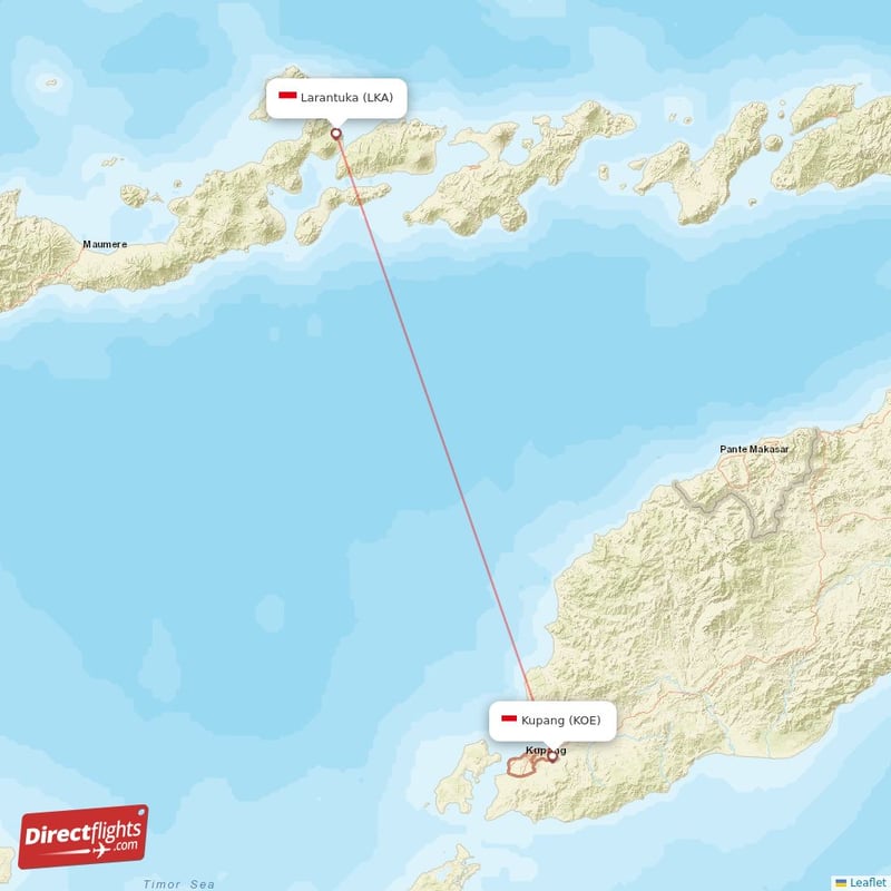 Direct flights from Kupang to Larantuka, KOE to LKA non-stop ...