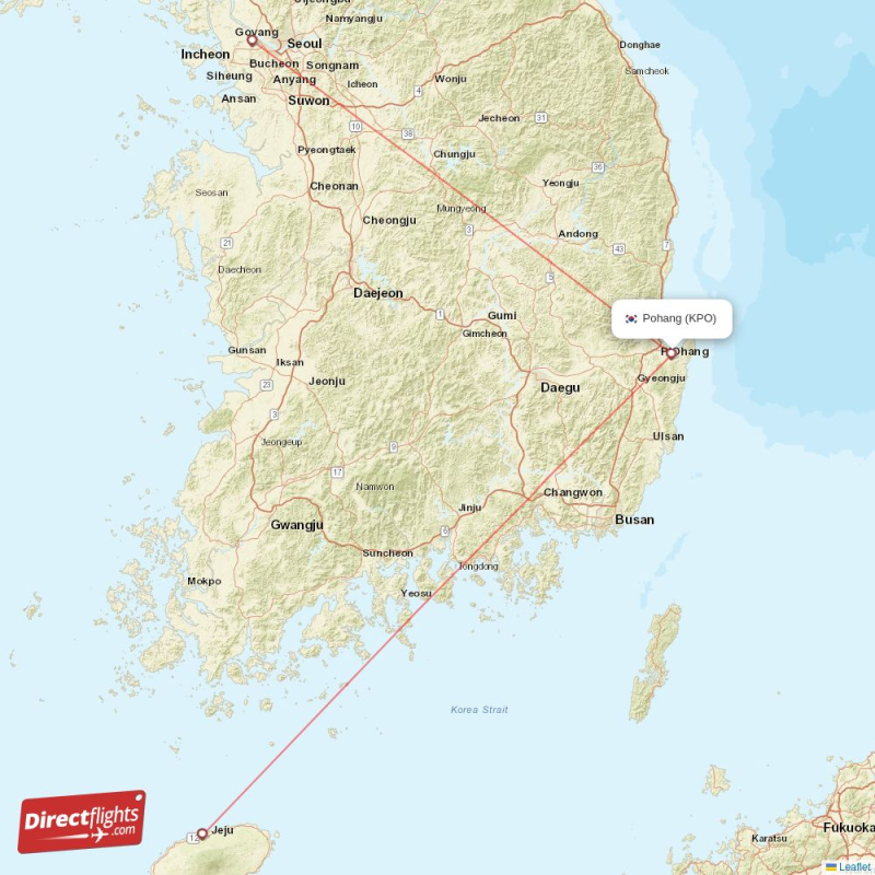 Direct flights to Pohang - KPO, Republic of Korea - Directflights.com