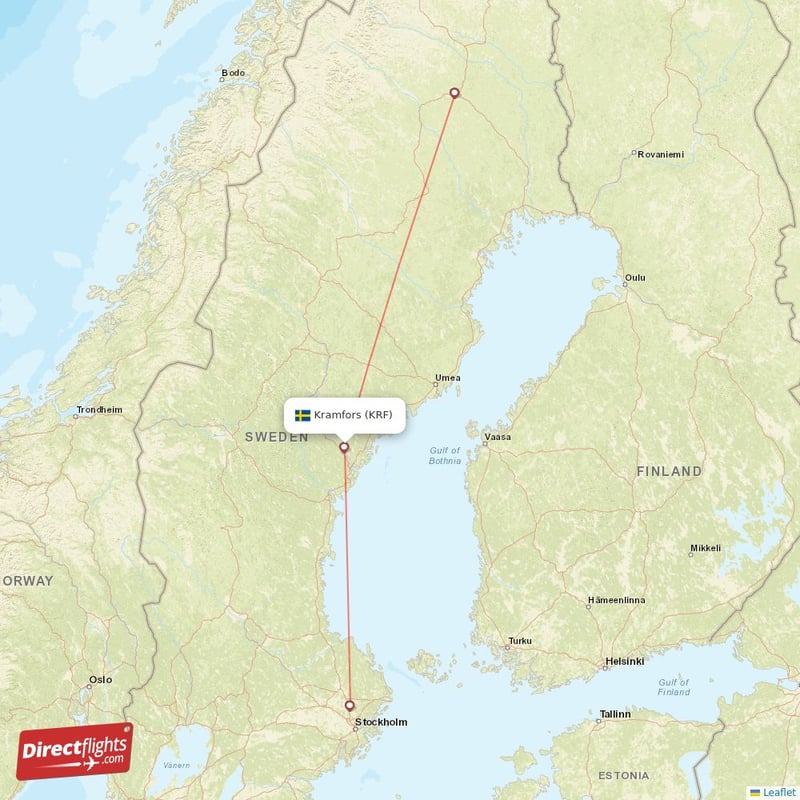 Direct flights to Kramfors - KRF, Sweden - Directflights.com
