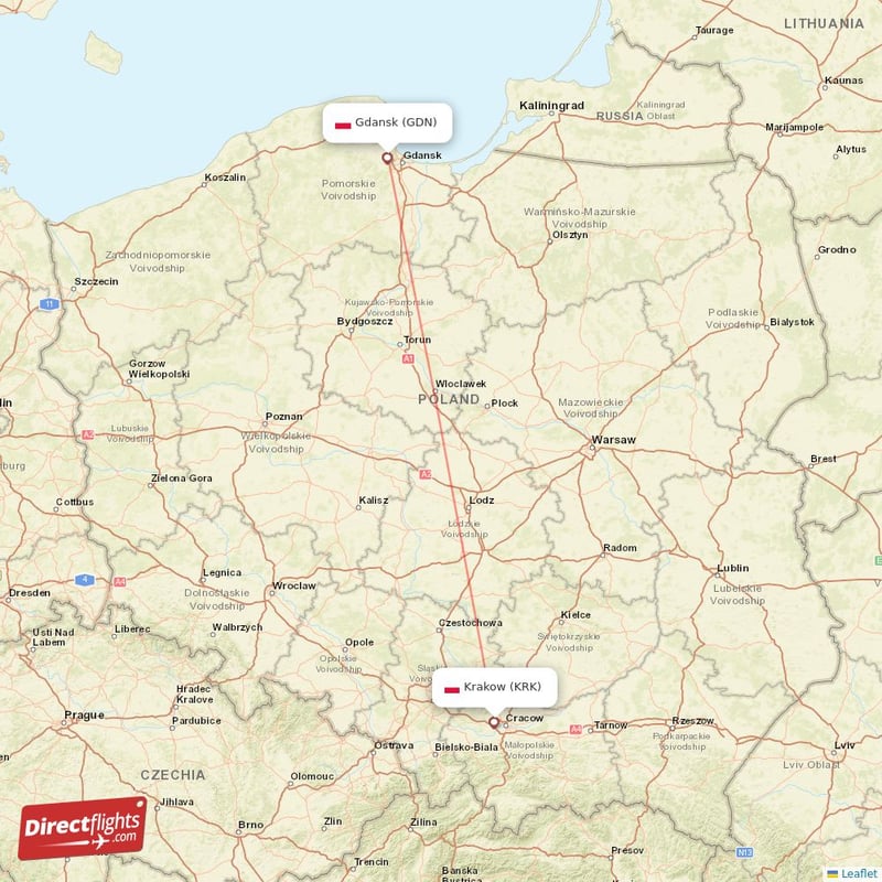 Direct flights from Krakow to Gdansk, KRK to GDN non-stop ...