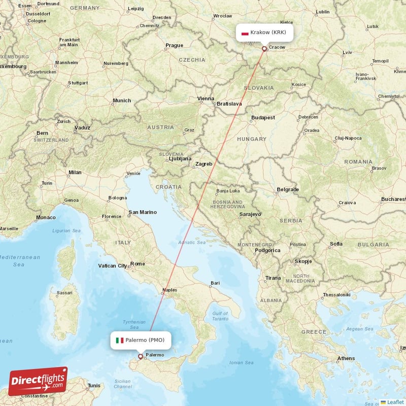 Direct flights from Krakow to Palermo, KRK to PMO non-stop - Directflights.com