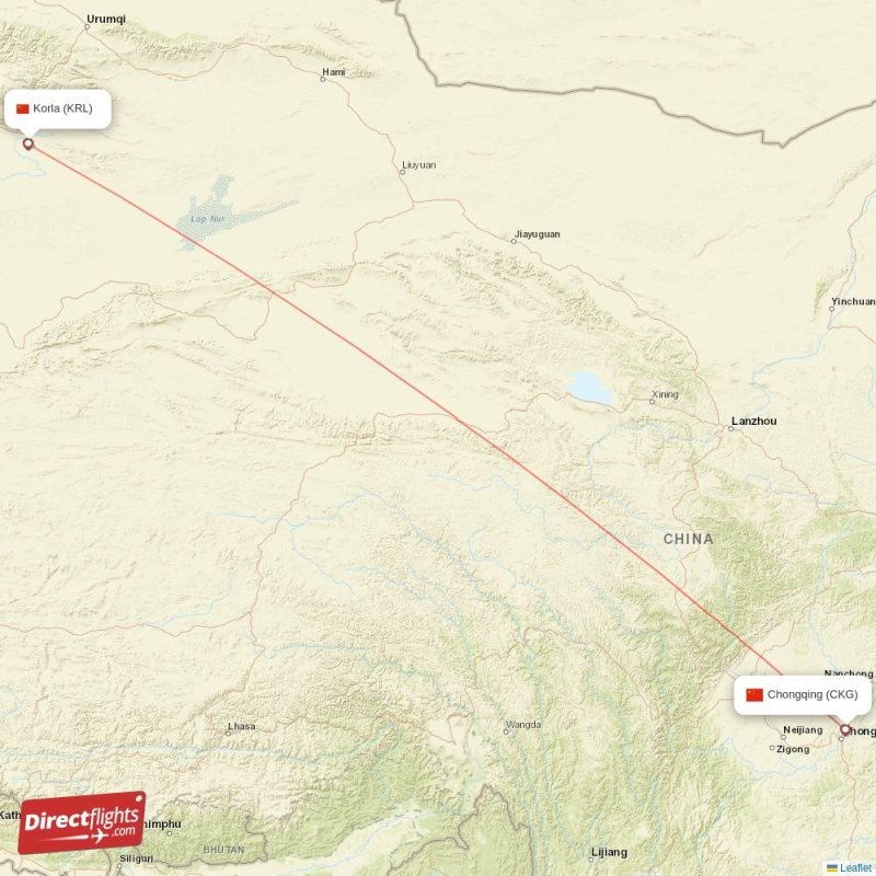 Direct flights from Korla to Chongqing, KRL to CKG non-stop ...