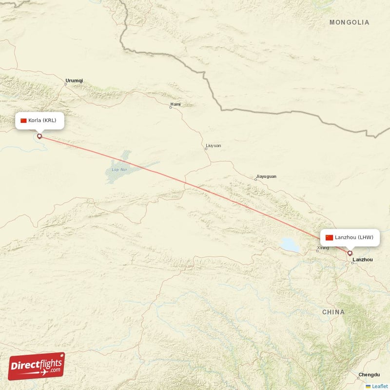 Direct flights from Korla to Lanzhou, KRL to LHW non-stop ...