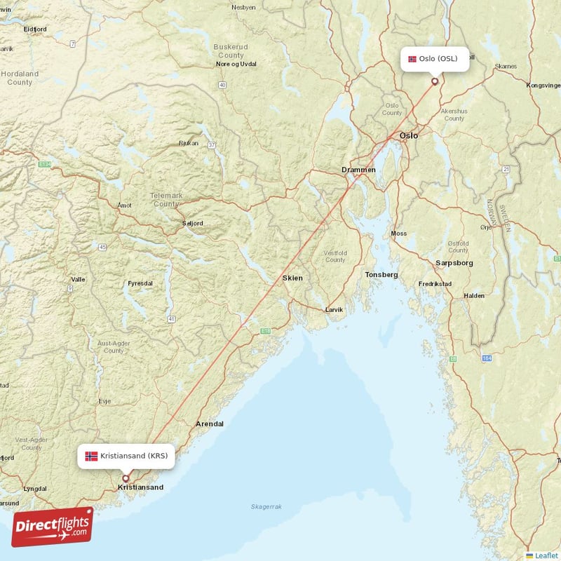 Direct flights from Kristiansand to Oslo, KRS to OSL non-stop ...
