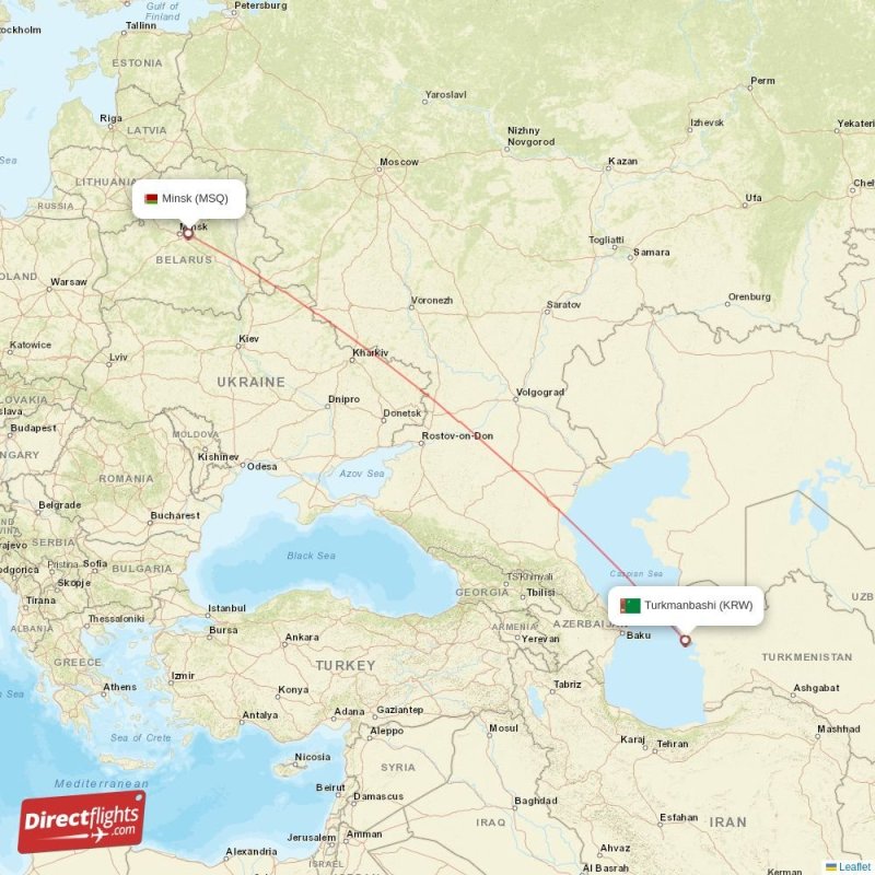 Direct flights from Turkmanbashi to Minsk, KRW to MSQ non-stop ...