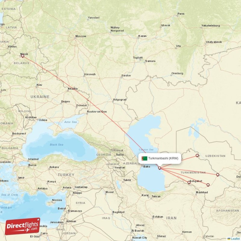 Direct flights to Turkmanbashi - KRW, Turkmenistan - Directflights.com