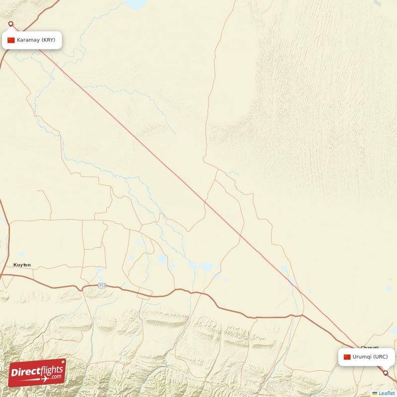 Direct flights from Karamay to Urumqi, KRY to URC non-stop ...