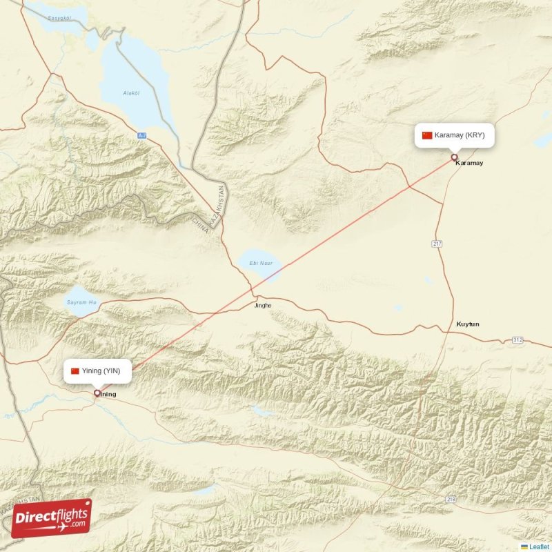 Direct flights from Karamay to Yining (KRY-YIN) - Directflights.com