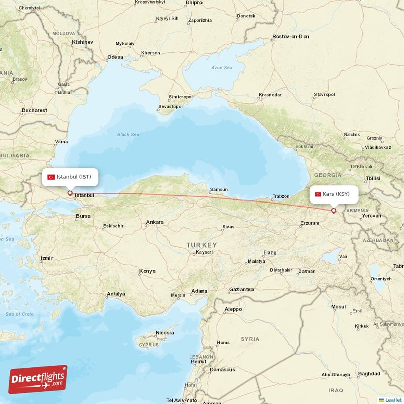 Direct flights from Kars to Istanbul, KSY to IST non-stop - Directflights.com