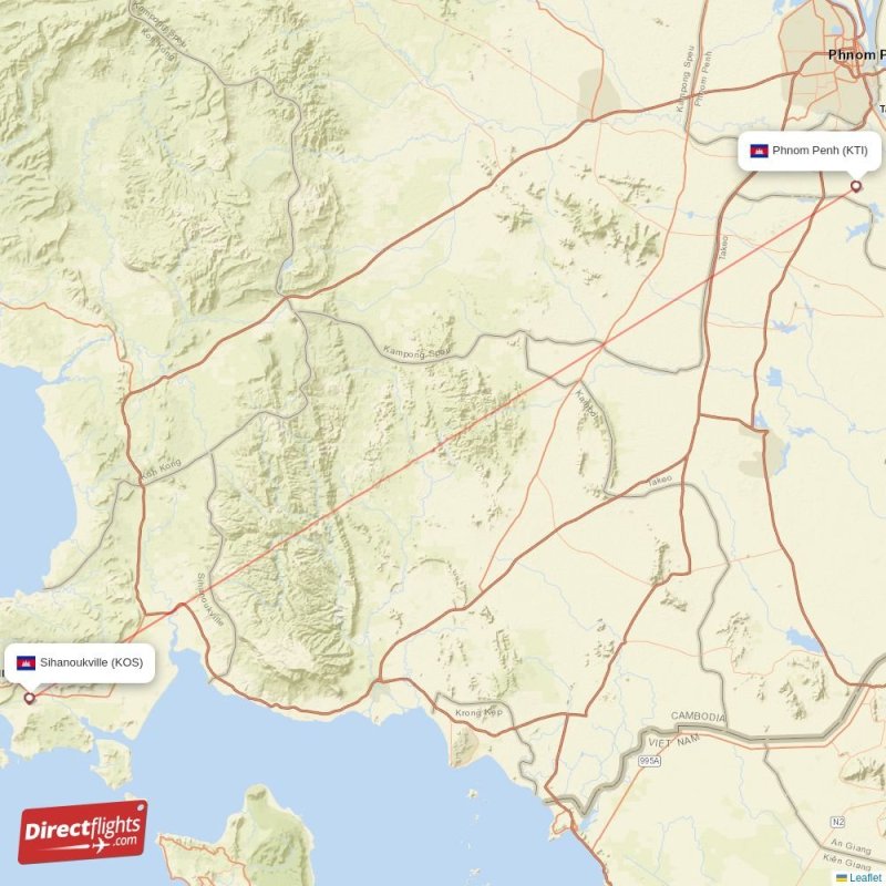 Direct flights from Phnom Penh to Sihanoukville (KTI-KOS ...