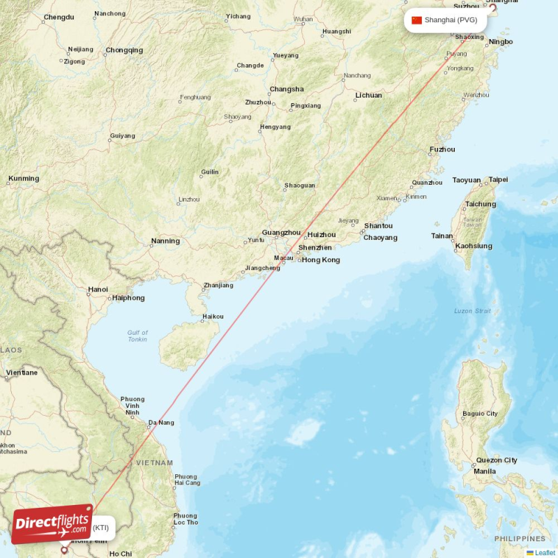 Direct flights from Phnom Penh to Shanghai, KTI to PVG non-stop ...