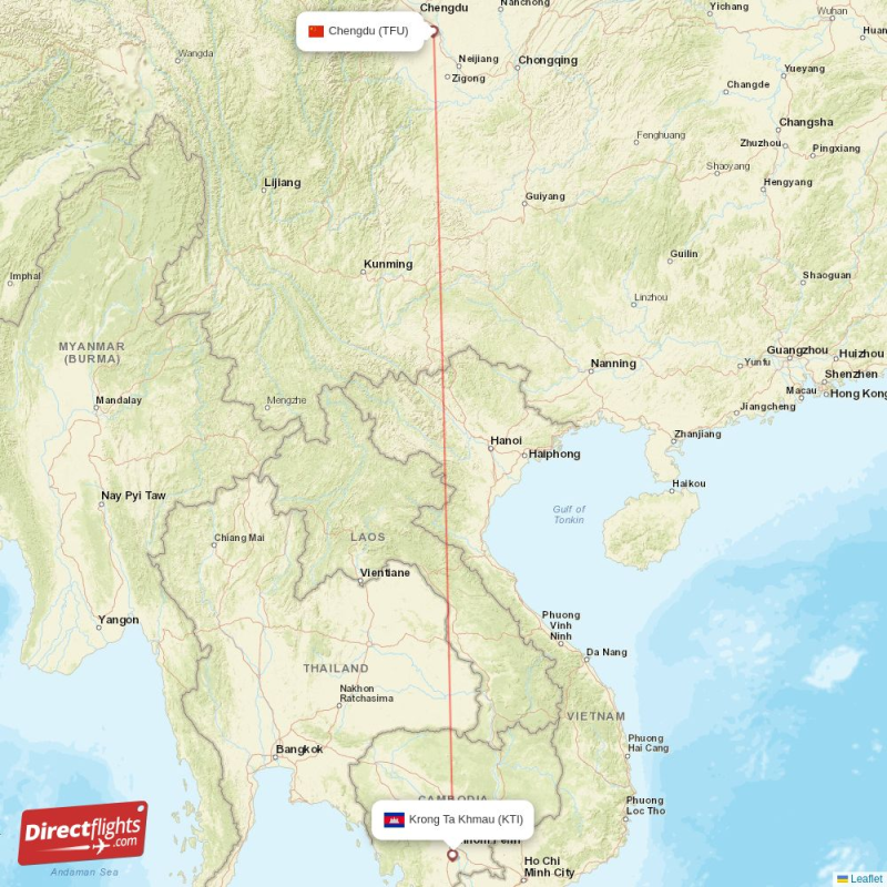Direct flights from Phnom Penh to Chengdu (KTI-TFU) - Directflights.com