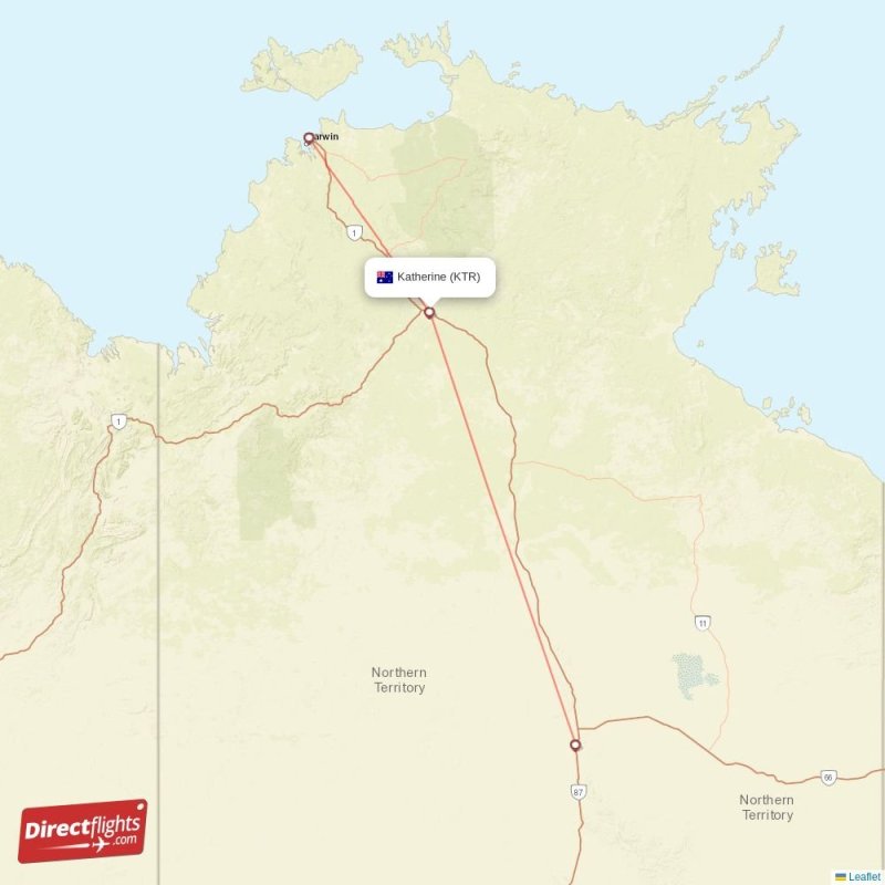 Direct flights to Katherine - KTR, Australia - Directflights.com