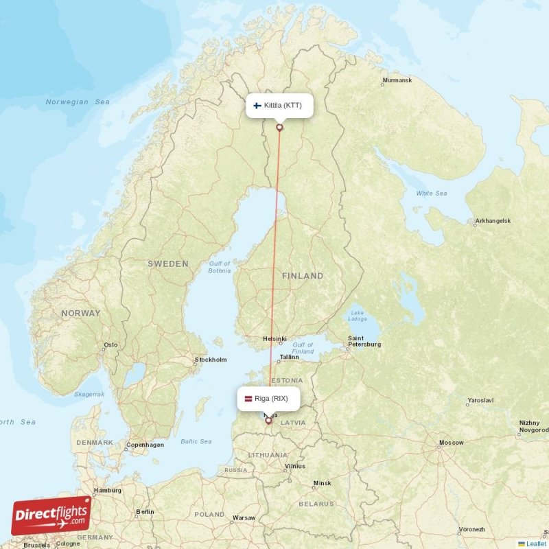 Direct flights from Kittila to Riga, KTT to RIX non-stop ...