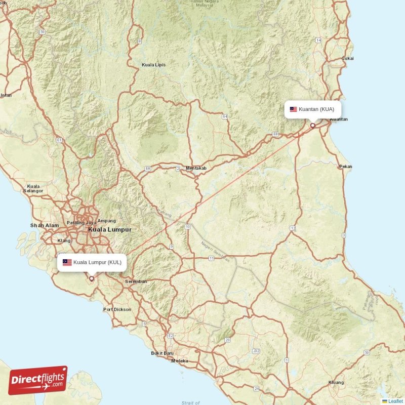 Direct flights from Kuantan to Kuala Lumpur, KUA to KUL non-stop ...