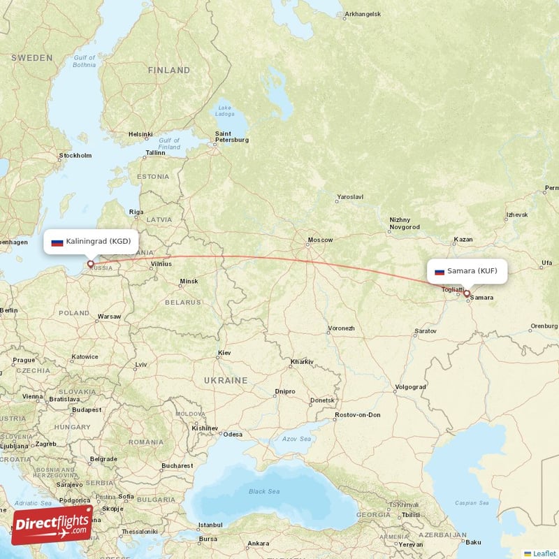 Direct flights from Samara to Kaliningrad, KUF to KGD non-stop ...