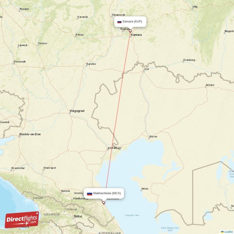 Direct flights from Samara to Makhachkala, KUF to MCX non-stop ...